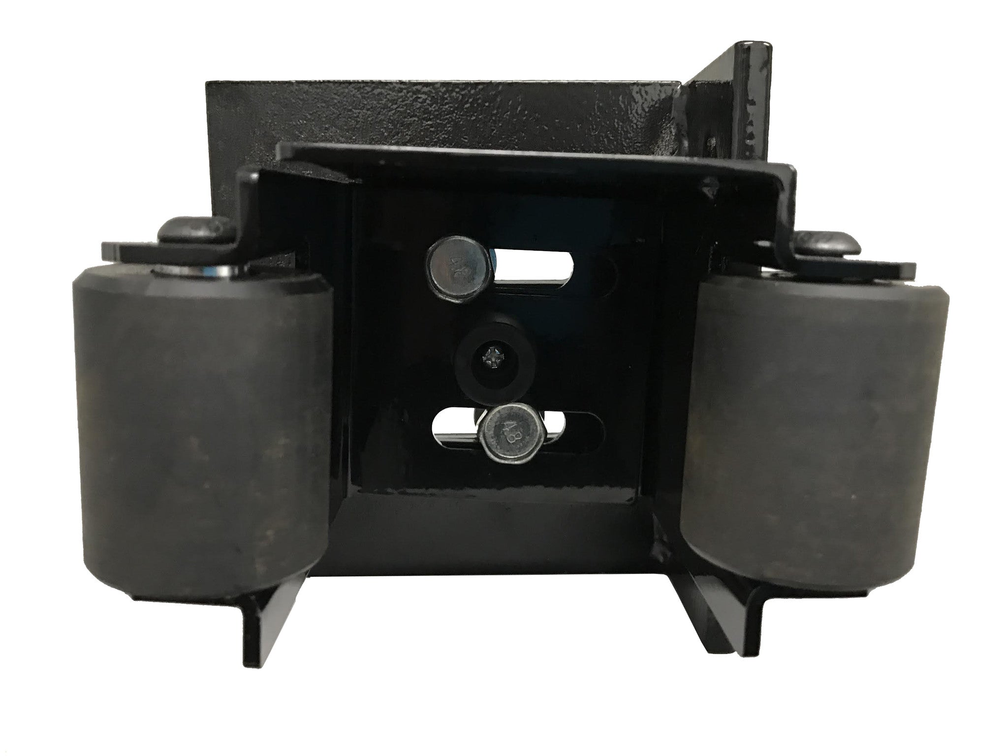 Adjustable sliding gate closing end catcher with guiding rollers for s ...